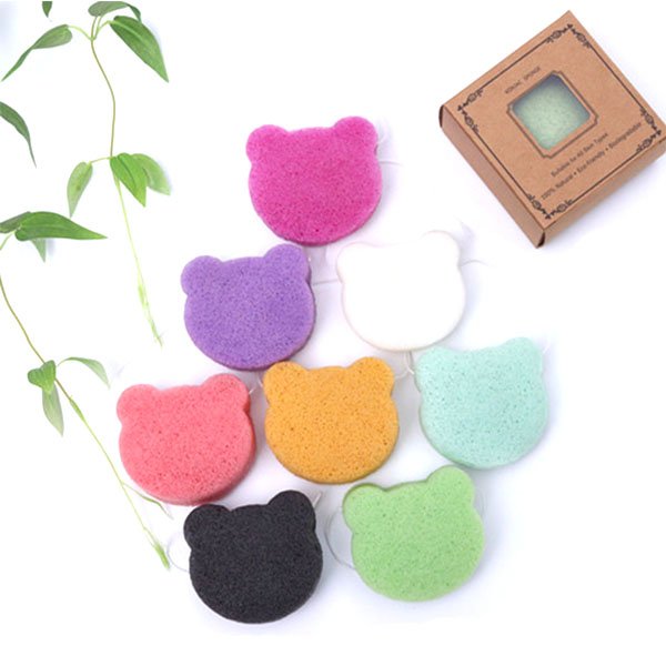 8 Colors Bear Face Cleaning Konjac Sponge Puff - Facial sponge,Body ...